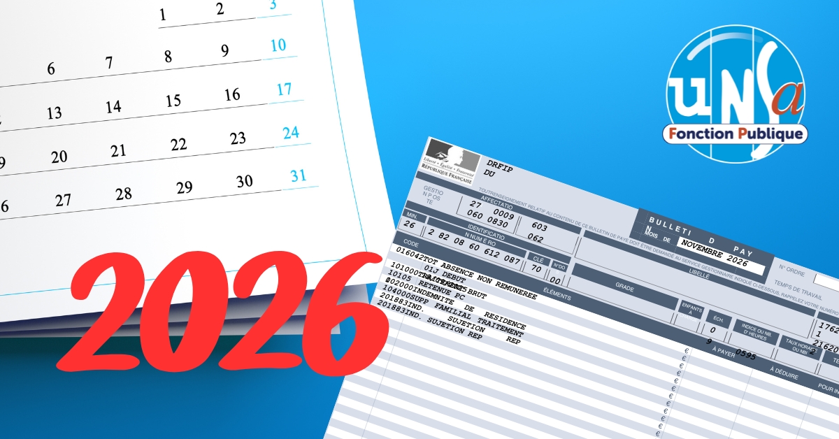 Calendrier des payes et des pensions 2026